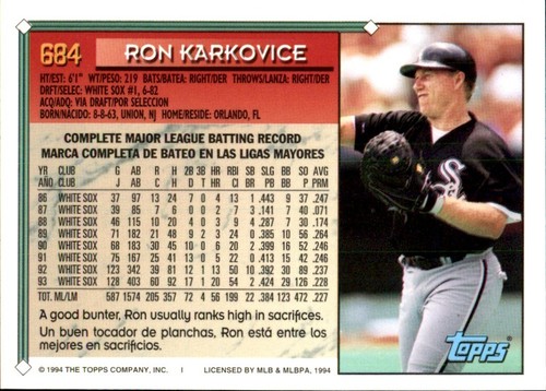 1994 Topps - Spanish #684 Ron Karkovice for sale online | eBay