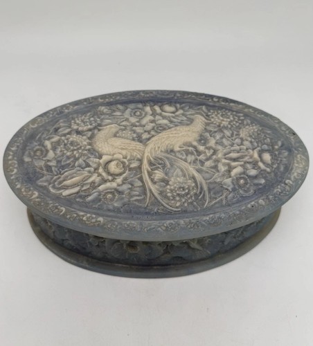 Incolay Stone Oval Box Jewelry Box with Birds Of Paradise Phoenix Blue ...