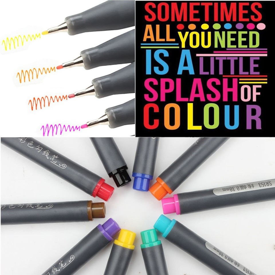 10 Pcs Color Hook Line Pen Multicolor Fine Tipped Markers Liner Pens | eBay