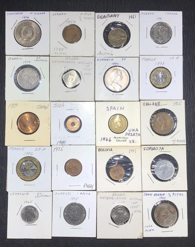 1948- World Coin Collection of 20 Different Carded Coins! Nice ...