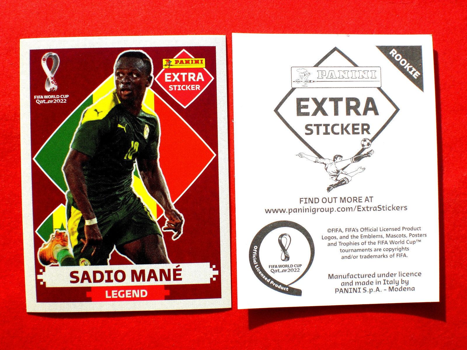 Panini FIFA ⚽ WM 2022 QATAR Legend EXTRA STICKER Sadio MANÈ burgund ...