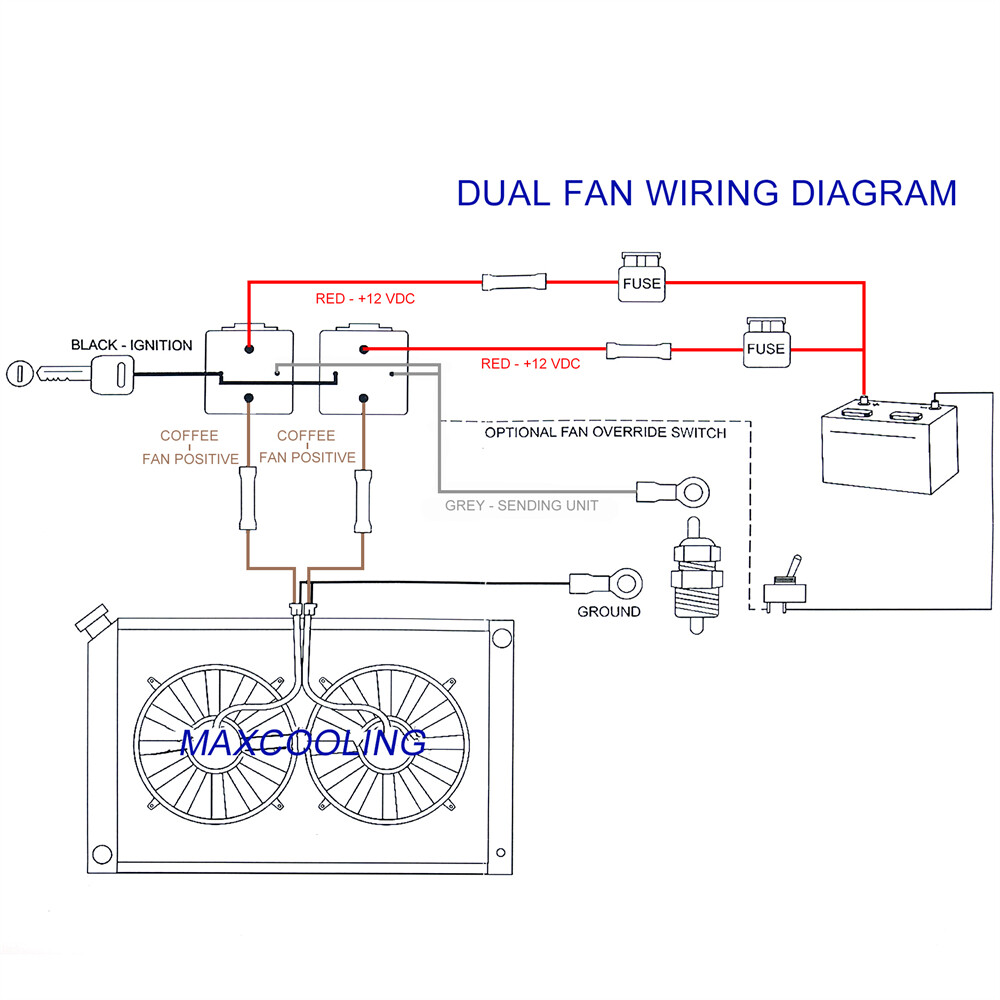 Dual Electric Fan Relay Kit with Thermostatic Sensor Switch 185 On 175 ...