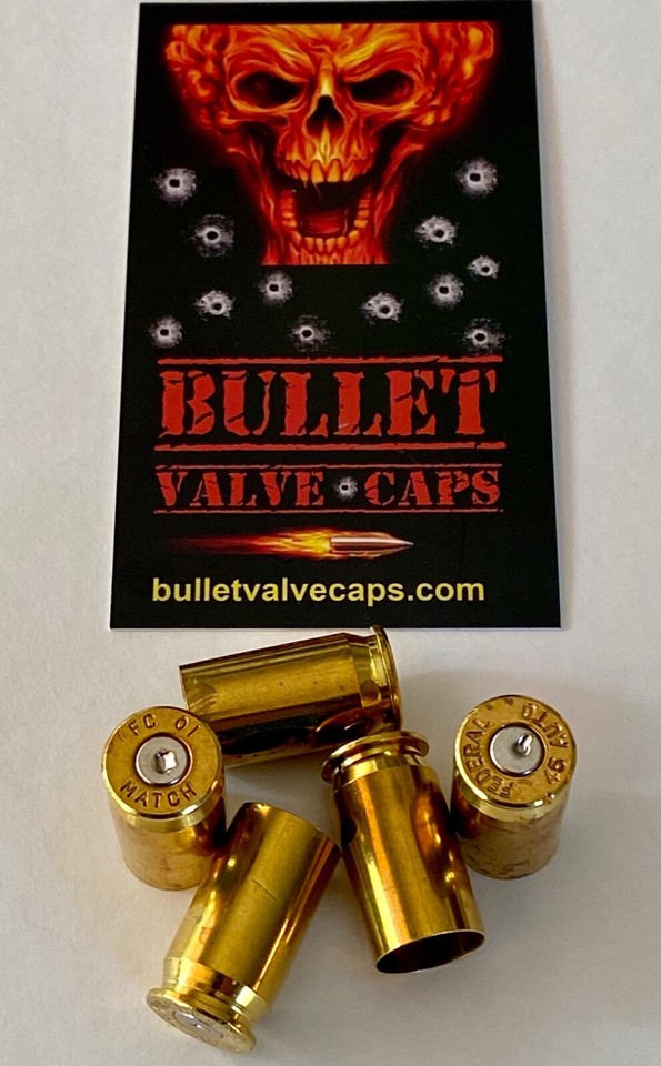 5 Bullet Valve Caps | .45 Cal | TPMS Safe | Brass with Nickel Primer ...