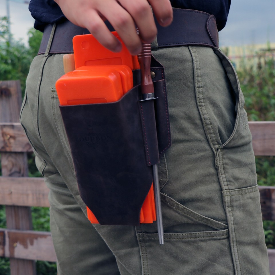 TOURBON Leather Loggers Woodsmen Tools Storage Belt Pouch Felling Wedge ...