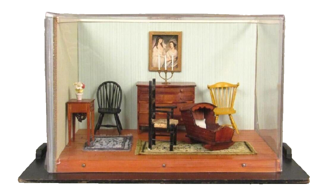 Vintage Miniature Roombox Display Colonial Domestic Interior Diorama ...