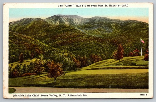 Adirondacks NY Postcard Keene Valley Ausable Lake Club St. Hubert's ...