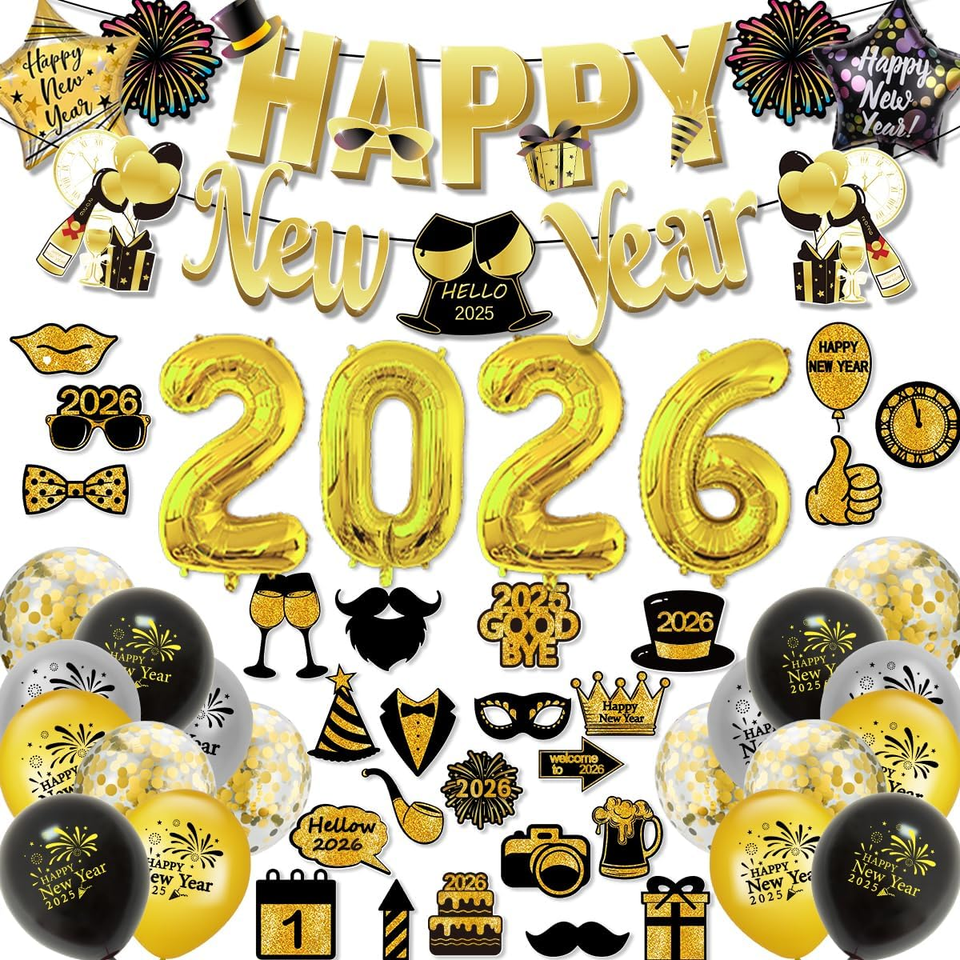2026 Happy New Years Decorations Set New Years Eve Party Supplies 2026 ...