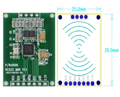 Rc522 RFID Reader IC Card Antenna modules jour SPI interface Read Write ...
