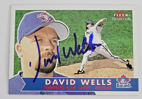 DAVID WELLS Signed 2001 Fleer Tradition #15 Toronto Blue Jays Card ...