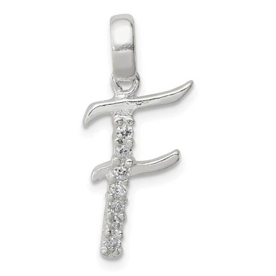 Sterling Silver CZ Initial F Pendant | eBay