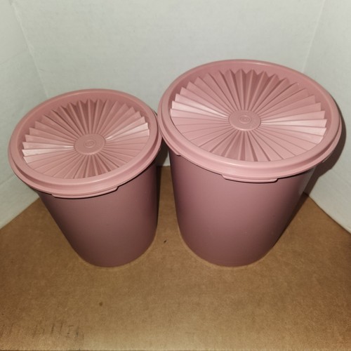TUPPERWARE Mauve Dusty Rose Pink Canister Set of 2 with Lids 809 ~ 811 ...