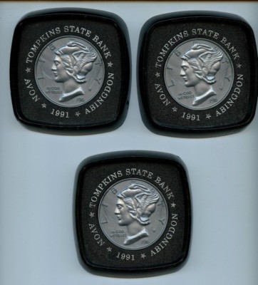Tompkins State Bank Avon Illinois 3 Coasters 1991 Black and Silver ...