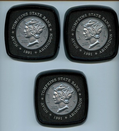 Tompkins State Bank Avon Illinois 3 Coasters 1991 Black and Silver ...