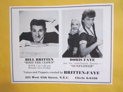 BILL BRITTEN (BOZO THE CLOWN) & DORIS FAYE (VENTRILOQUIST) 1950's PROMO ...