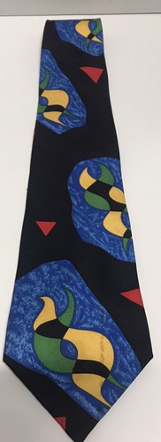 NADIA RODEN Men's 100% Silk Necktie Designer Geometric Red/Blue/Yellow ...