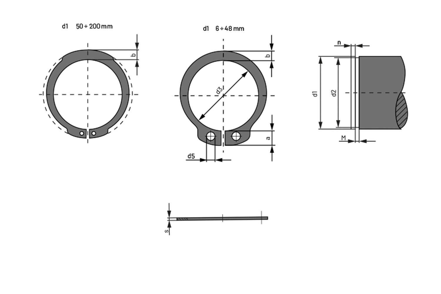 Außensicherungsringe Set 200 teilig 8mm-17mm DIN 472 Wellen Seegering ...