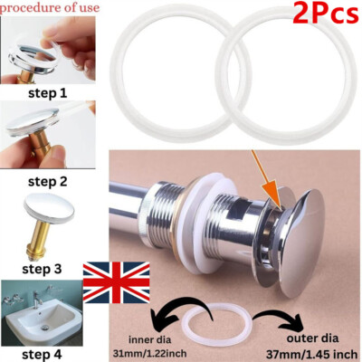 2X Sink Waste Basin Plug Ring Seal Click Clack Bathroom Pop-Up Spare ...