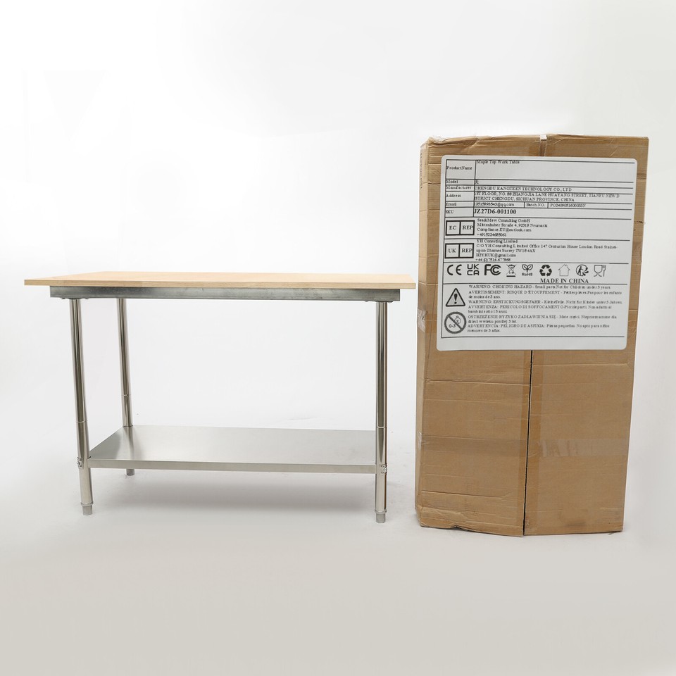 Oak Wood Top Work Table Workbench Work Table with Undershelf 500kg Load ...