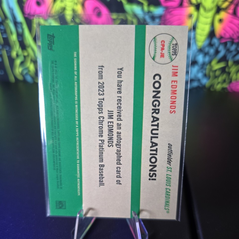 2023 TOPPS CHROME PLATINUM JIM EDMONDS GOLD REFRACTOR AUTOGRAPH #’D /50 ...