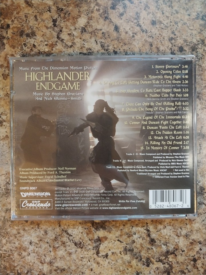 Stephen Graziano And Nick Glennie-Smith - Highlander Endgame, Sealed CD ...