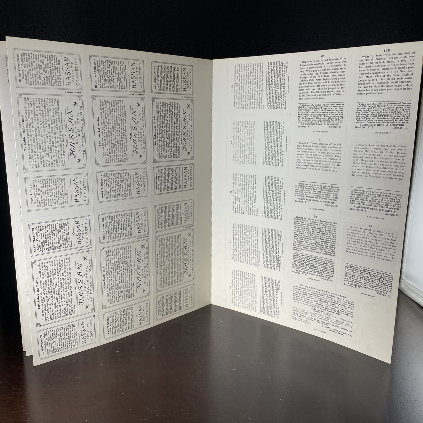 Lot of 8 uncut sheets Babe Ruth Lou Gehrig Big League Chewing Gum Dover ...