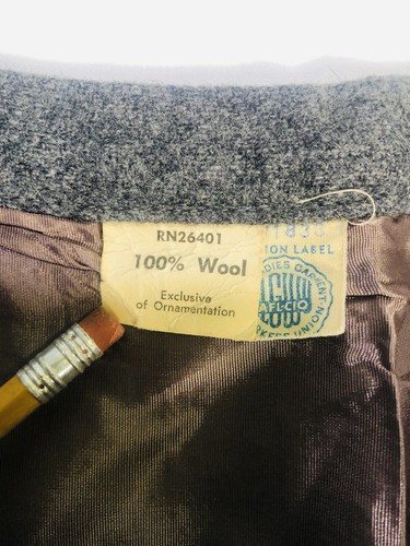 Vintage 100% Wool Union Label Charcoal Skirt 50’s 60’s - Gem