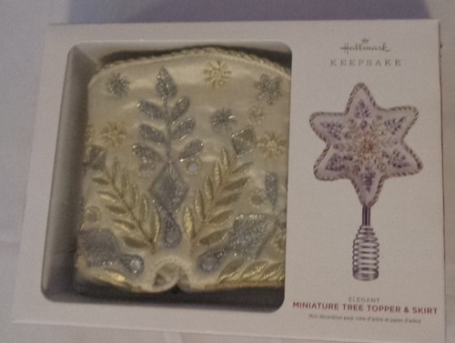HALLMARK ELEGANT SNOWFLAKE MINIATURE CHRISTMAS TREE TOPPER & SKIRT ...