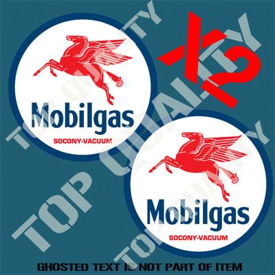 VINTAGE MOBIL GAS Decal Sticker X2 Petroliana Americana Mancave Garage ...