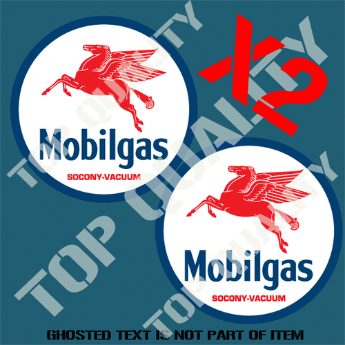 VINTAGE MOBIL GAS Decal Sticker X2 Petroliana Americana Mancave Garage ...