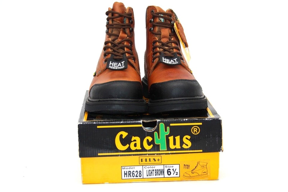 MEN'S CACTUS FOOTWEAR WORK BOOT HR628 LIGHT BROWN HEAT&OIL&SLIP ...