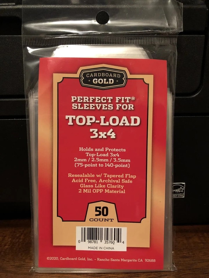 50 CBG Perfect Fit Sleeves for 3x4 Toploaders THICK card 75-140pt NEW ...