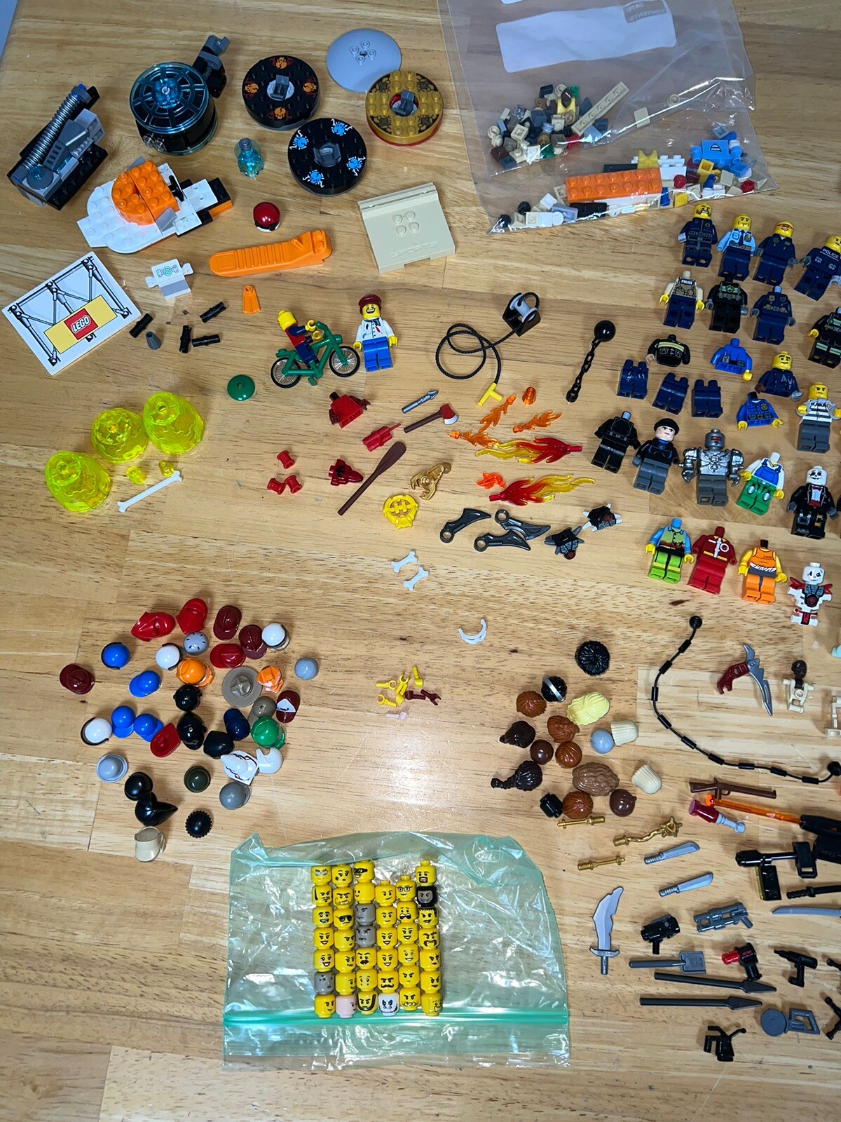 Lot of Lego Minifigures Parts: Heads Bodies Legs Hair Hats Helmets ...