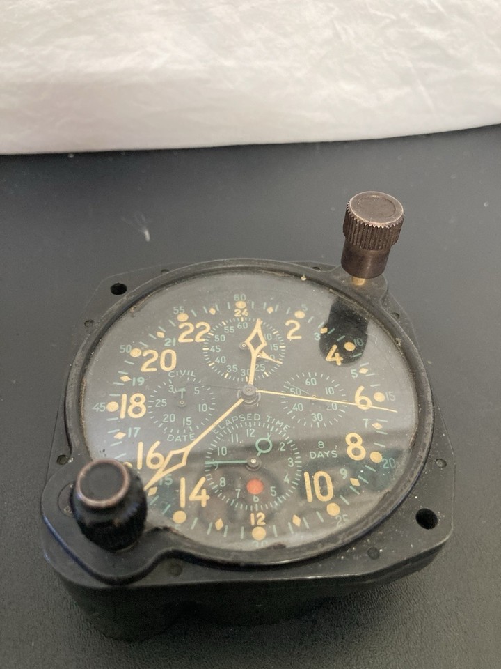 Vintage WWII Elgin/Hamilton E-37500 Elapsed Time Aircraft Clock 24HR ...