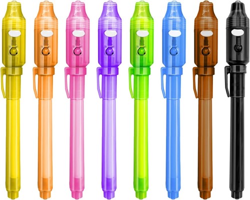 8PCS/36PCS Spy Pens Invisible Ink Pen with UV Light Magic Marker for ...