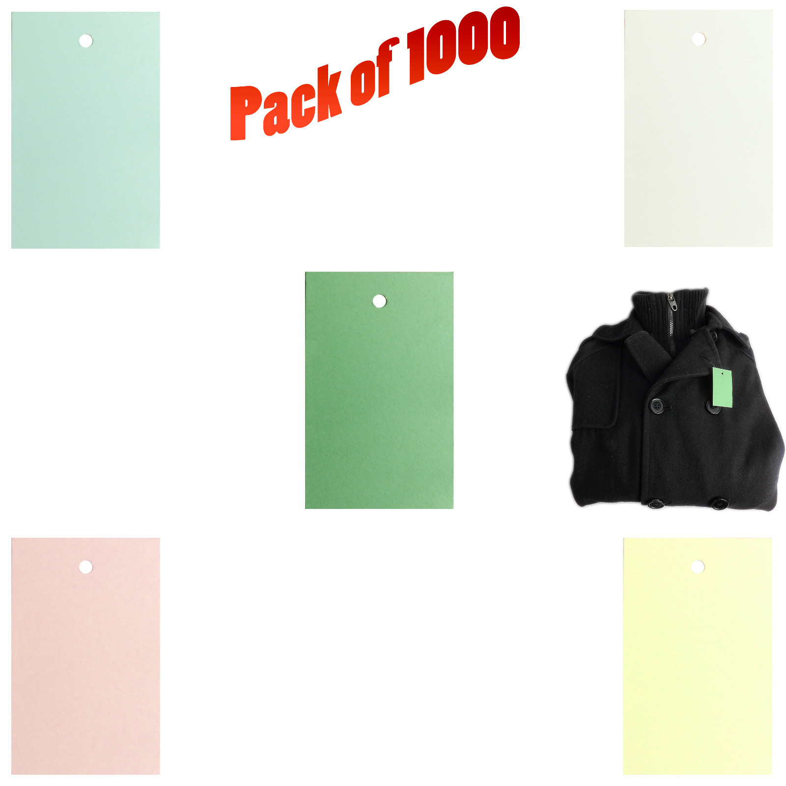 1000x UNSTRUNG BIG PLAIN CLOTHES/ GARMENT REFERENCE STOCK TICKET/ TAGS ...