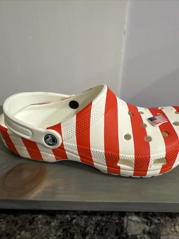 Crocs Size M9/W11 Classic American Flag Clogs Stars & Stripes USA Red ...