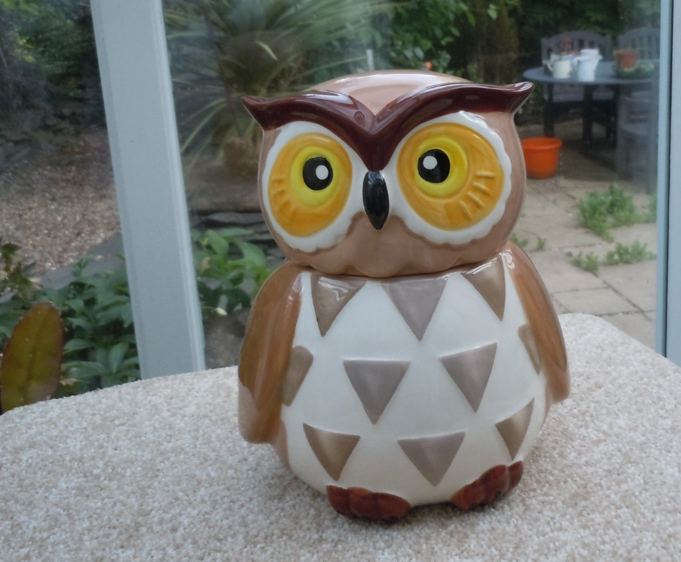 Owl Cookie Jar Biscuit Barrel Novelty Kitchen Storage Canister Ceramic ...
