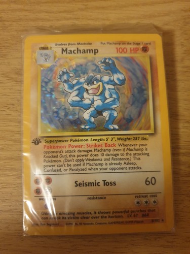 Pokémon TCG Machamp Holo 1st Edition Base Set 8/102 Rare Card in sealed ...