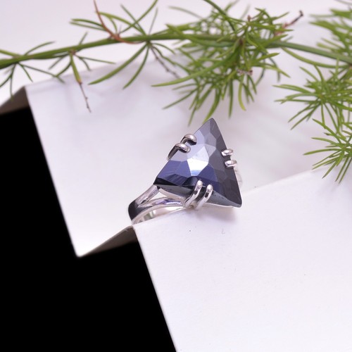 Cute 925 Silver Rings Hematite Fashion Ring Women Girl Jewelry Gift ...