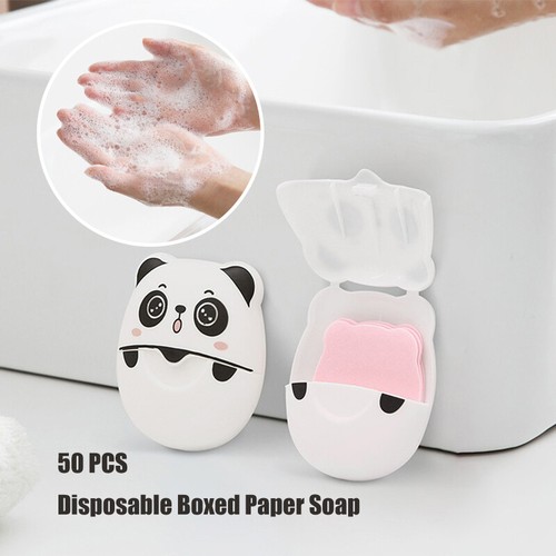 50PCS Disposable Box Soap Paper Portable Travel Hand Washing Cleaning ...