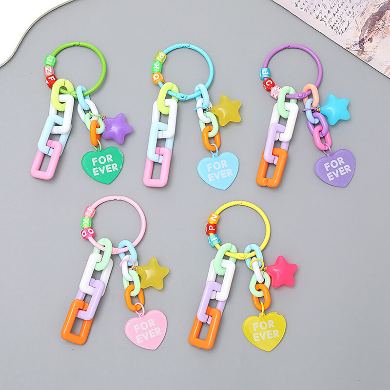 Acrylic Plastic Link Chain Keychain Sweet Creativity Key Ring For Women ...