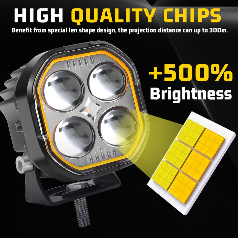 2X 2inch LED Work Light Spot Pods Fog Lamp Yellow White Offroad Driving ...