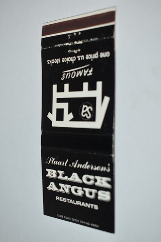 Stuart Anderson Black Angus Restaurants Map 30 Front Strike Matchbook ...
