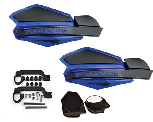 Powermadd Star Series HandGuards Mirror Mount Blue Black Can-Am BRP DS ...