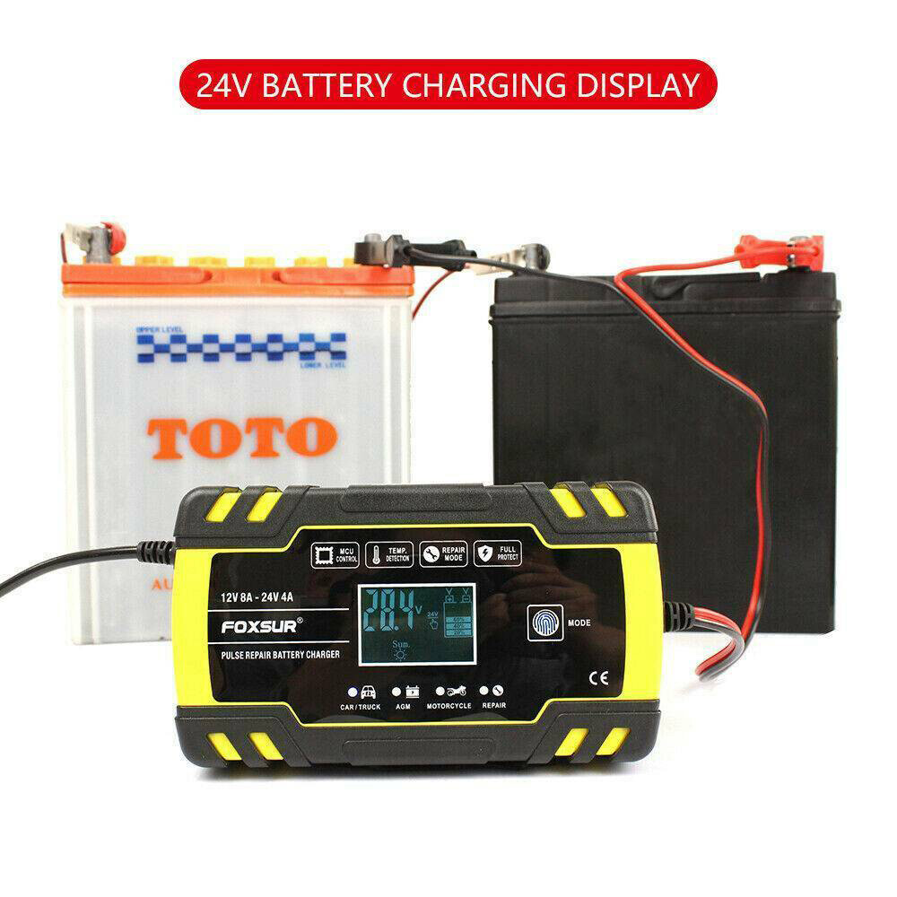 Automatic Motorcycle Car Battery Charger Optimiser Pulse Repair 12V 24V ...