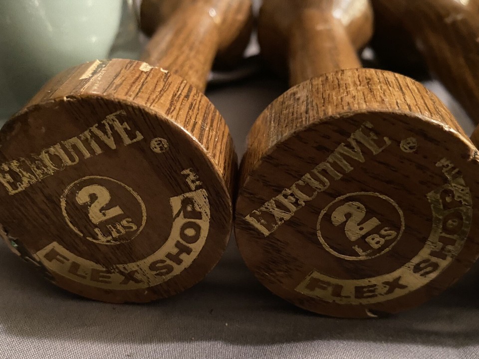 EXECUTIVE FLEX SHOP HAND WEIGHTS 2/3/5 Lbs Set WOOD GRAIN Excercise ...
