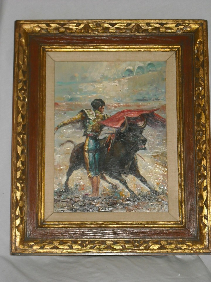 vintage Spain or Mexico bullfight BULLFIGHTER painting | eBay