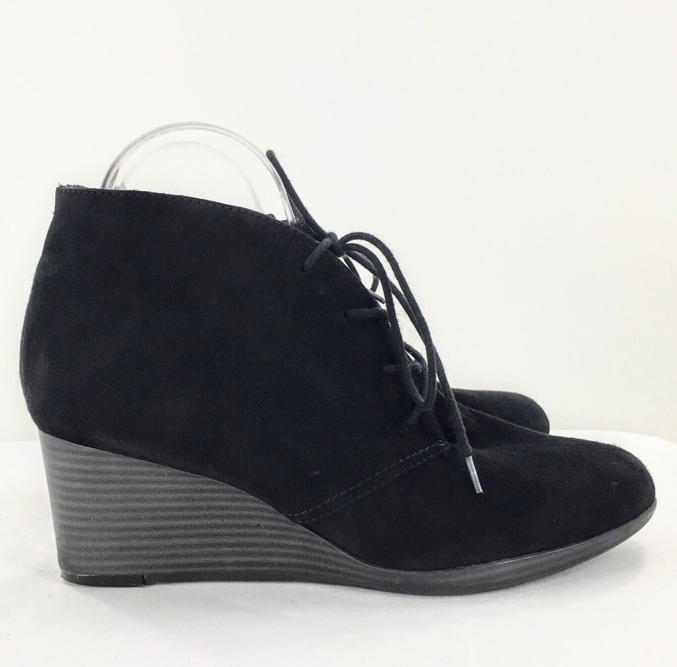 Clarks Womens Wedge Ankle Boot Black Suede Wedge Chuk… - Gem