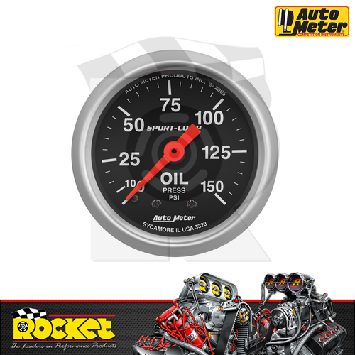 Auto Meter Sport-Comp 2-1/16 Oil Pressure Gauge 0-150PSI - AU3323 | eBay
