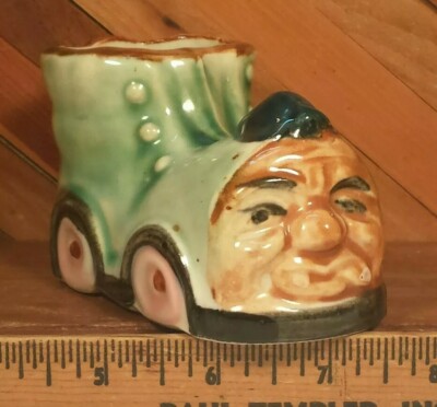 Vintage Shoe Shaped Grumpy Face Car - Ceramic Porcelain Planter Made in ...